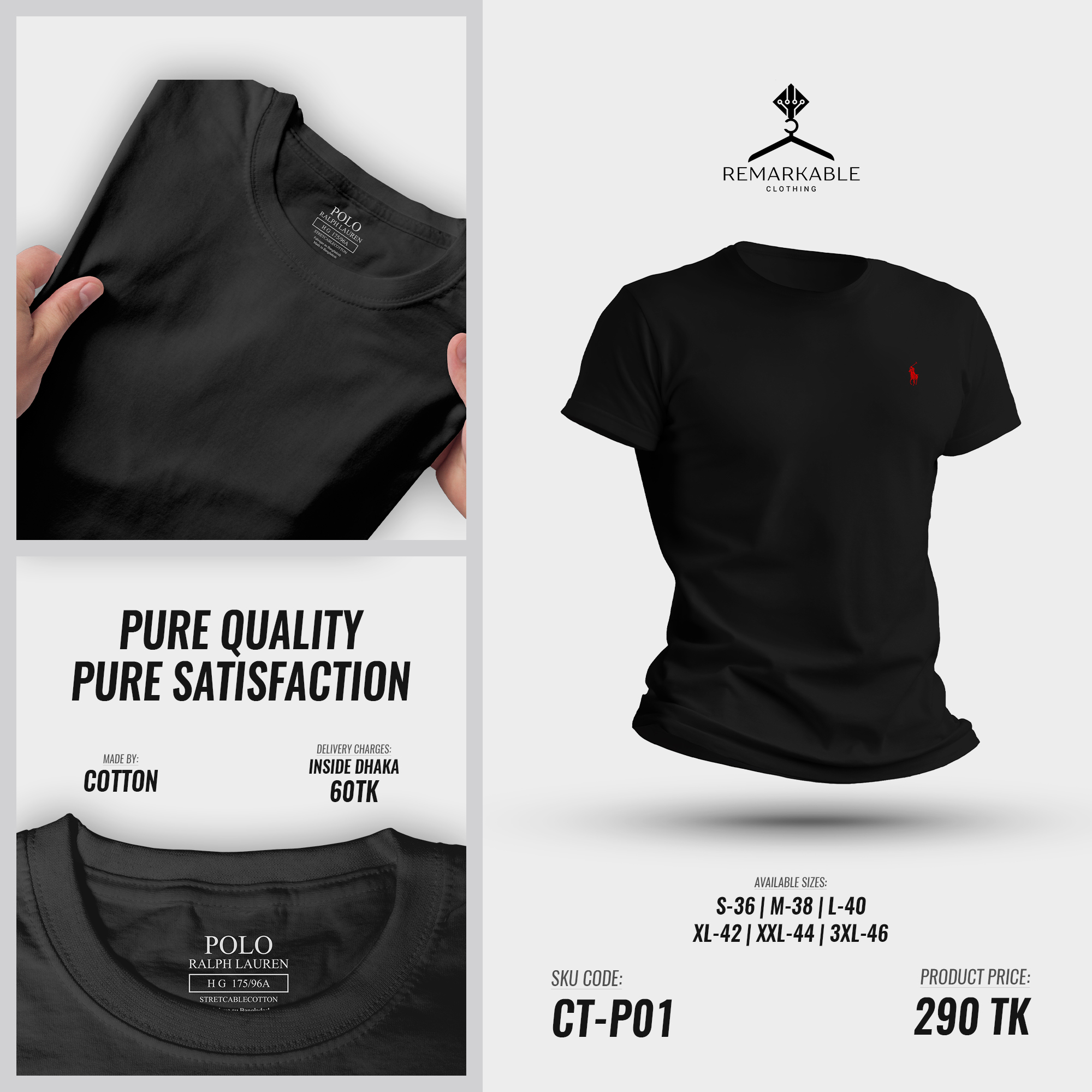 Polo Ralph Lauren Cotton CT-PO1 Black - Remarkable